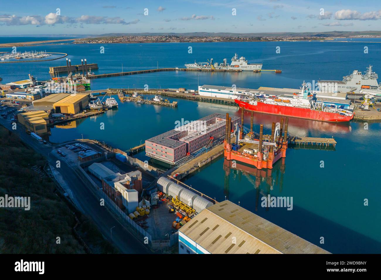 Portland, Dorset, UK. 19th January 2024. General view from the air of ...