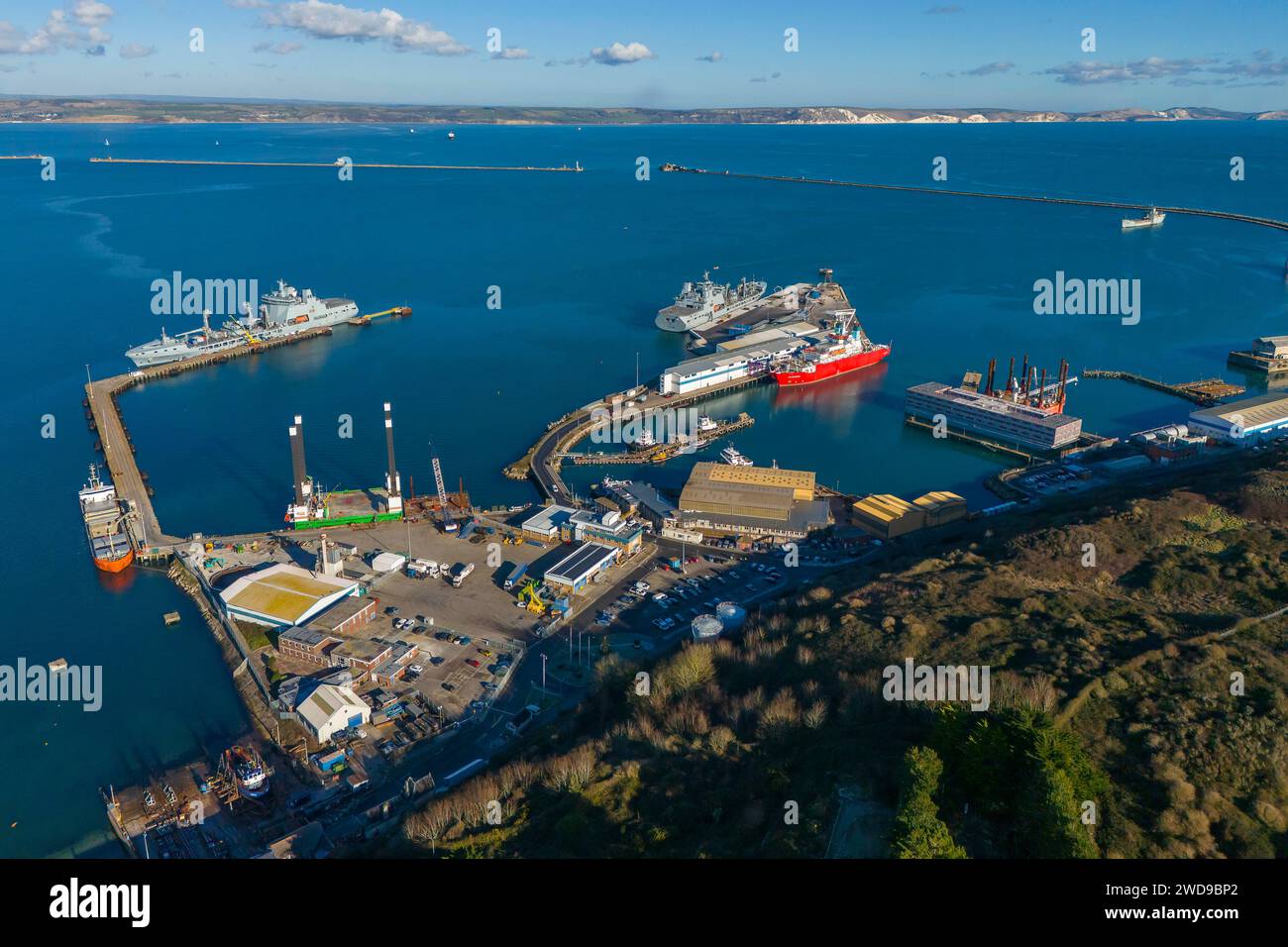 Portland, Dorset, UK. 19th January 2024. General view from the air of ...