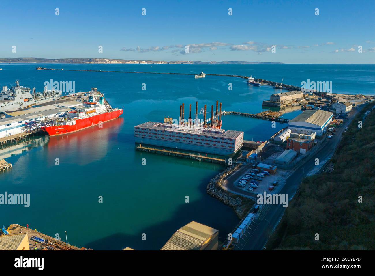 Portland, Dorset, UK. 19th January 2024. General view from the air of ...