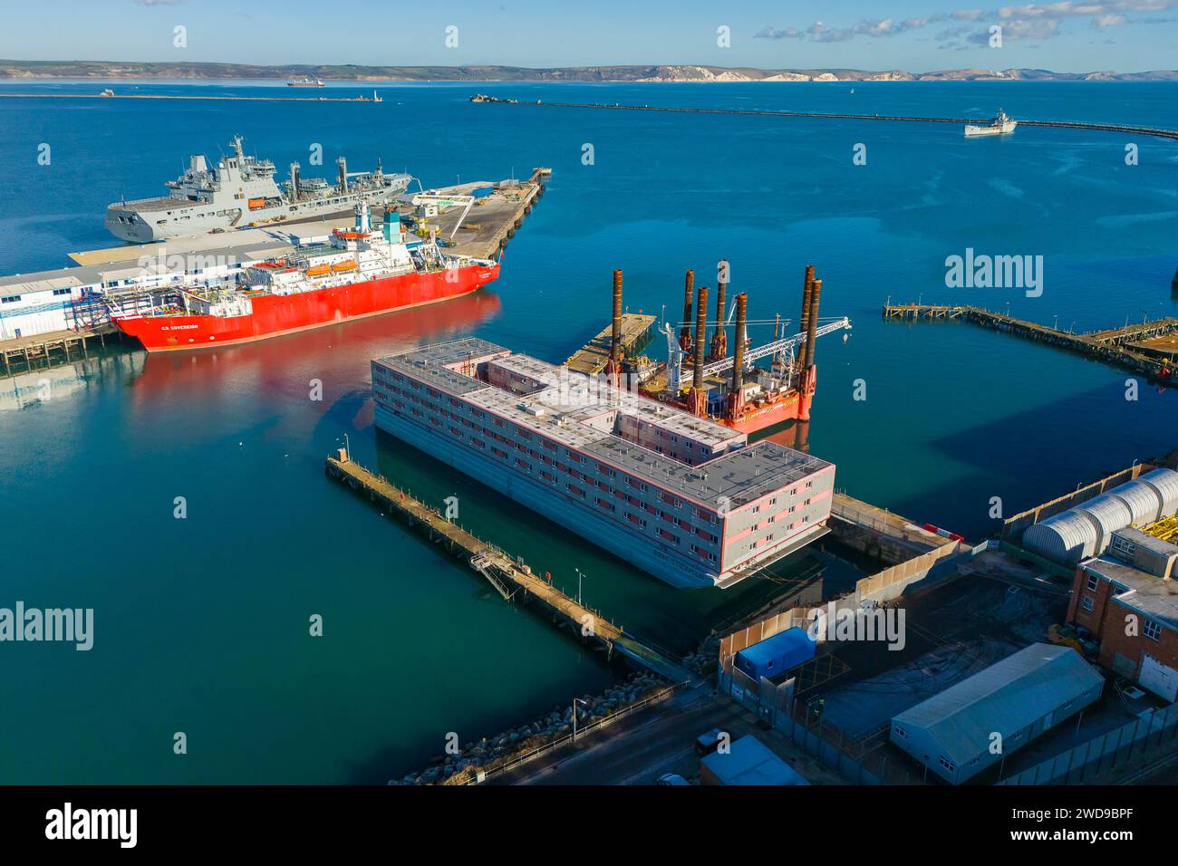Portland, Dorset, UK. 19th January 2024. General view from the air of ...