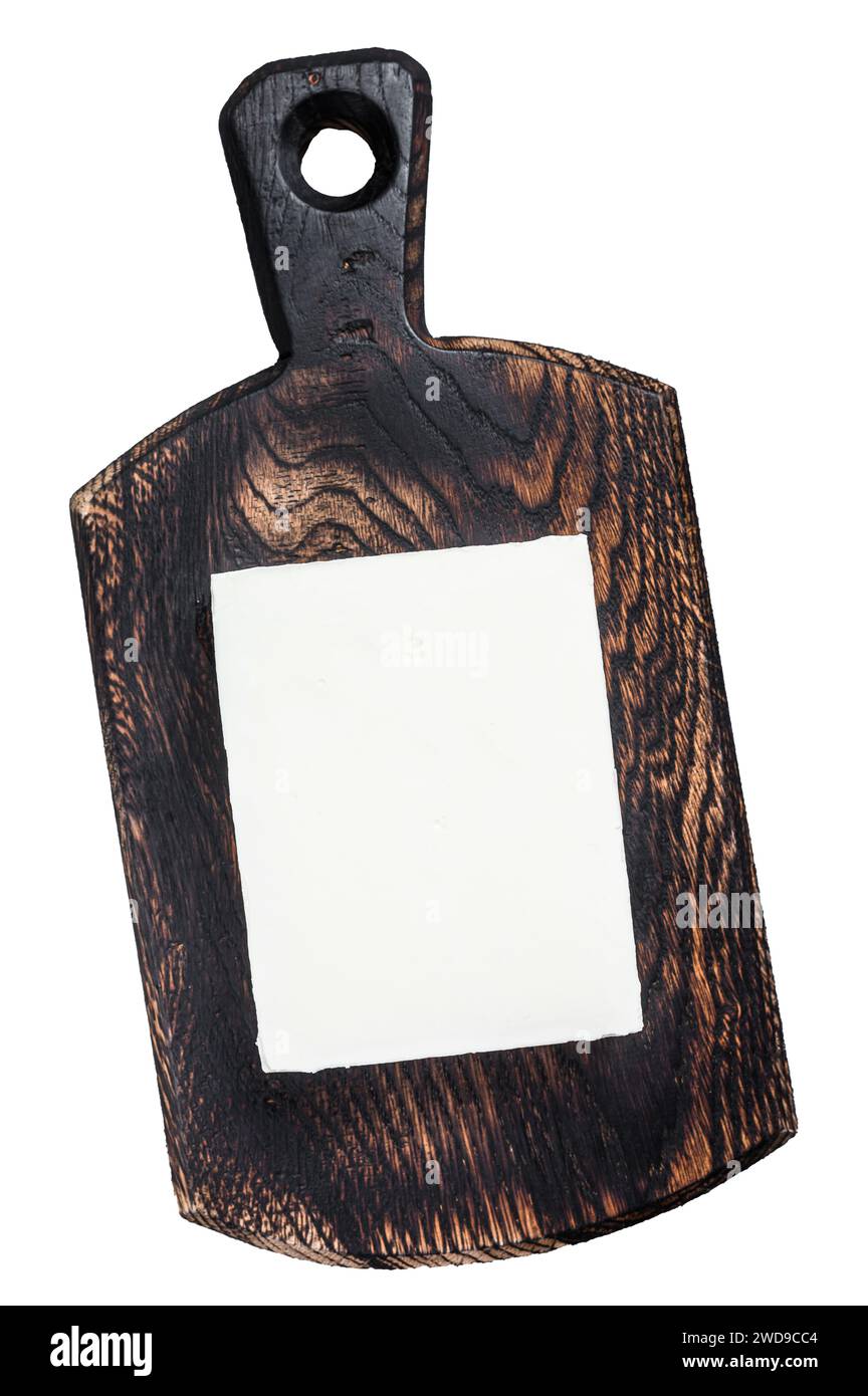 Pieces Of Fresh Paneer Cheese on a cutting board. Isolated on white ...