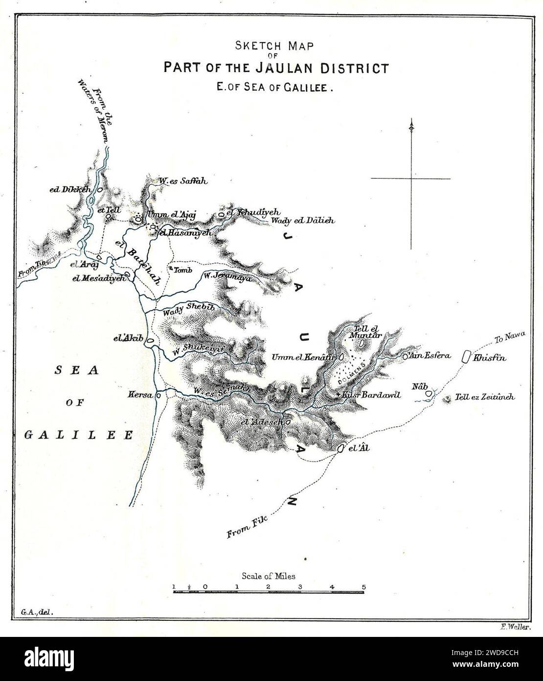 1885 map of the Sea of Galilee and part of the Golan Stock Photo - Alamy