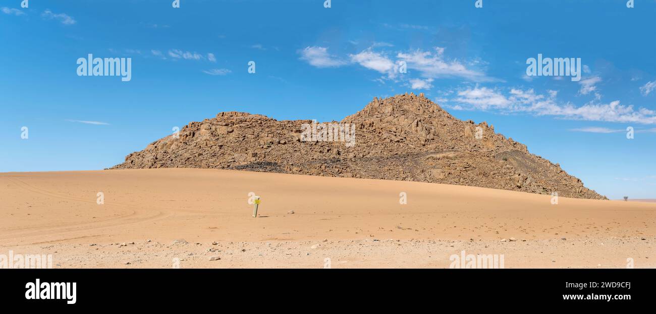 landscape with sand and Dolerite butte, shot in bright late spring ...