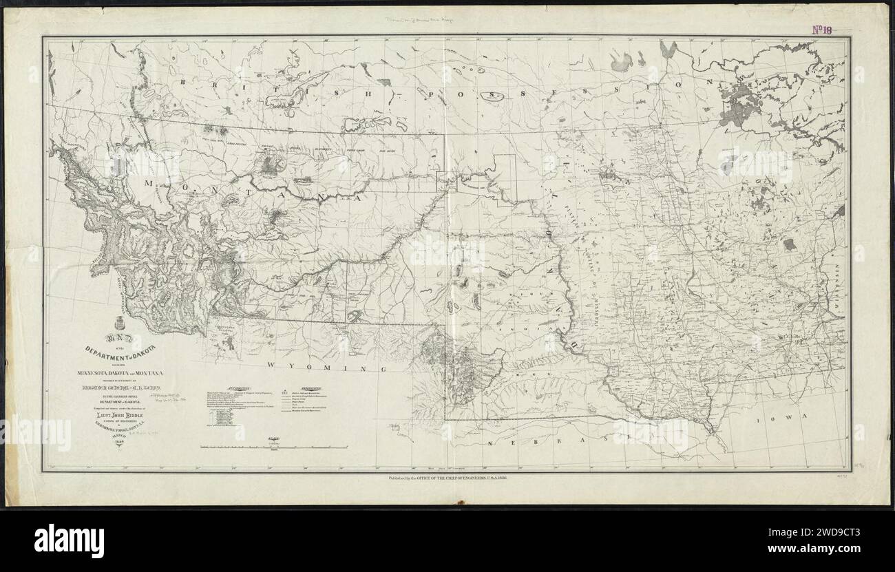 1886 Map of the Department of Dakota including Minnesota, Dakota and ...