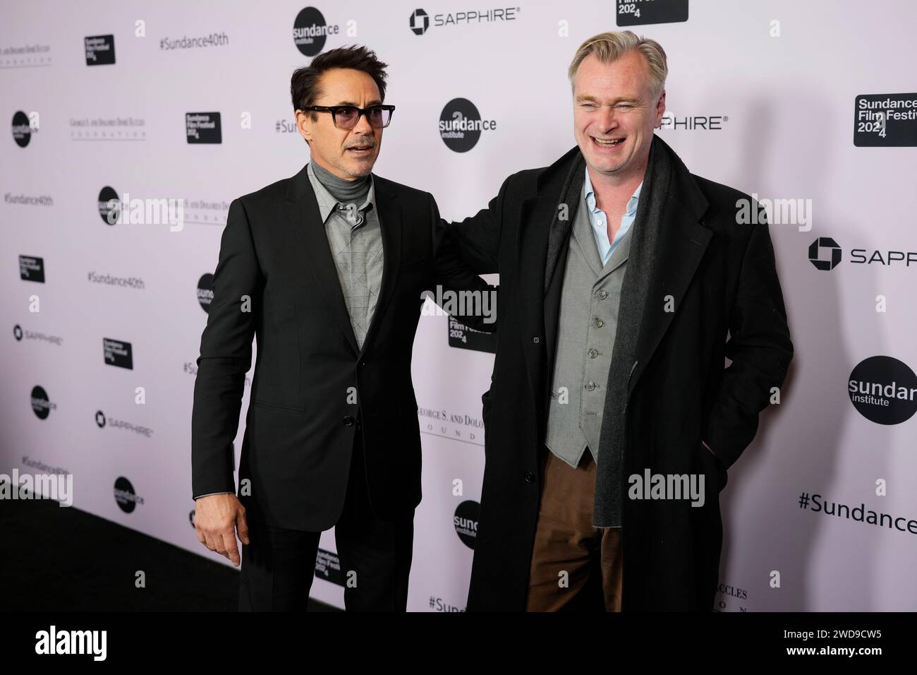 Robert John Downey Jr., left, and Christopher Nolan attend the 2024 ...