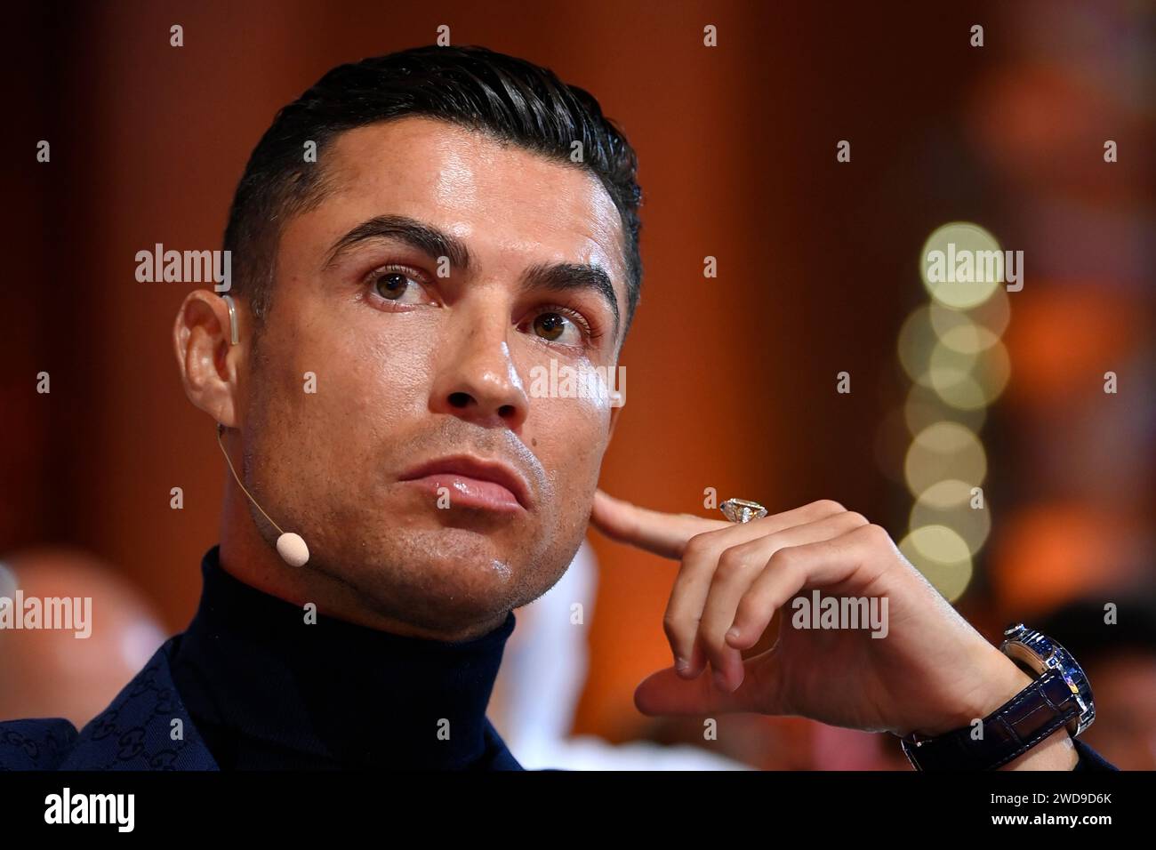 Cristiano Ronaldo attends the Globe Soccer Awards ceremony in Dubai, Friday, Jan. 19, 2024 ...