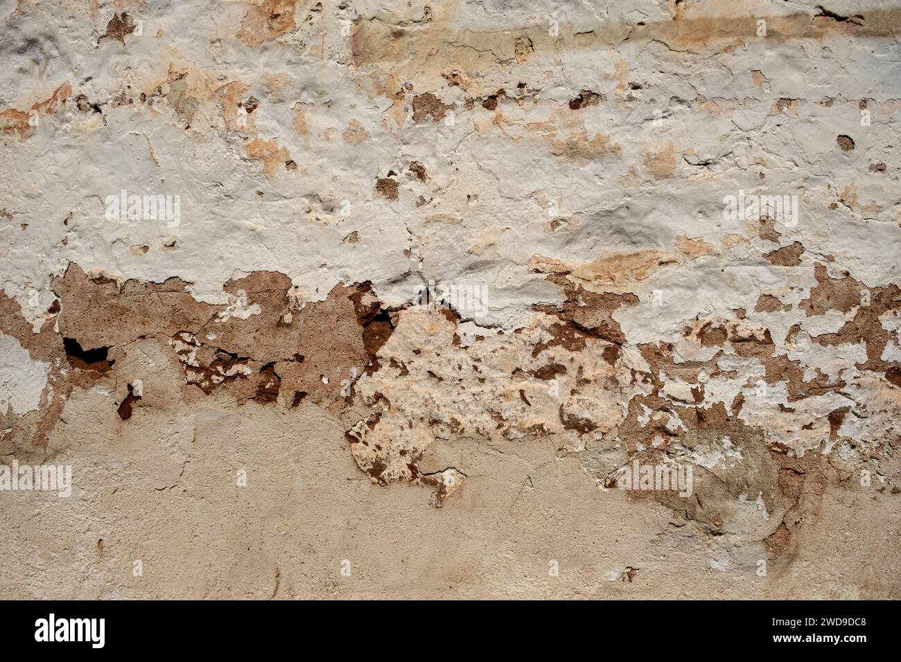 Detail of cement render plaster coating on old white lime washed wall ...