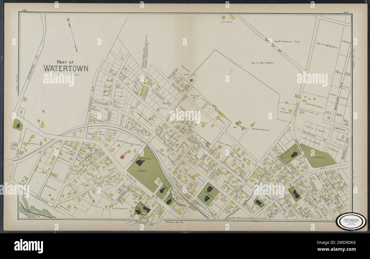 1889 Part of Watertown, Massachusetts, map 2 Stock Photo - Alamy