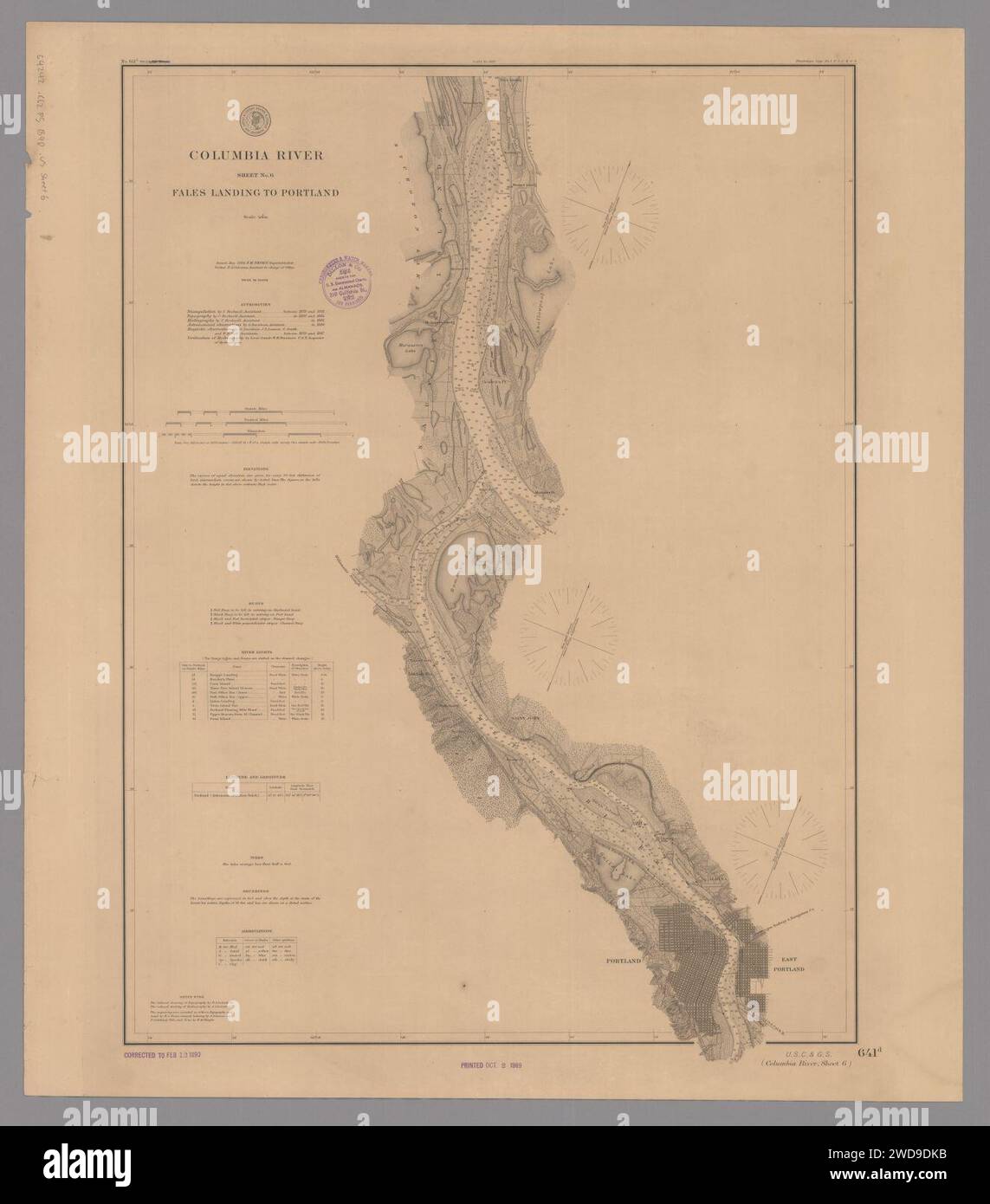 1889 map of the Columbia River Stock Photo - Alamy