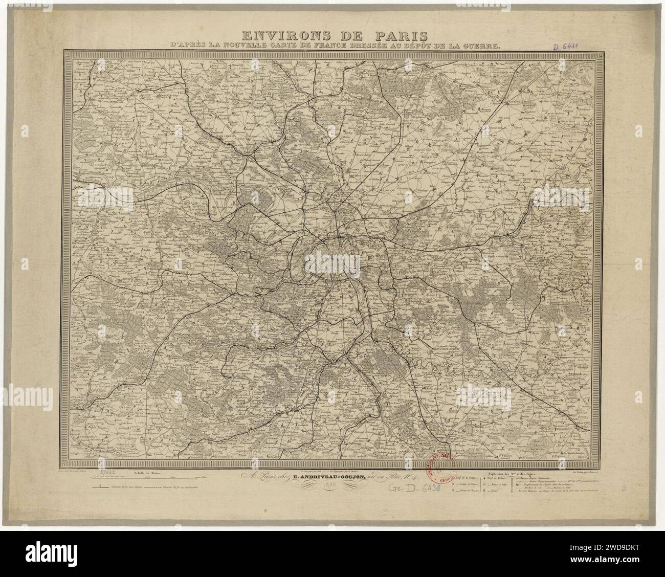 1889 map - Environs de Paris, d'après la nouvelle carte de France ...