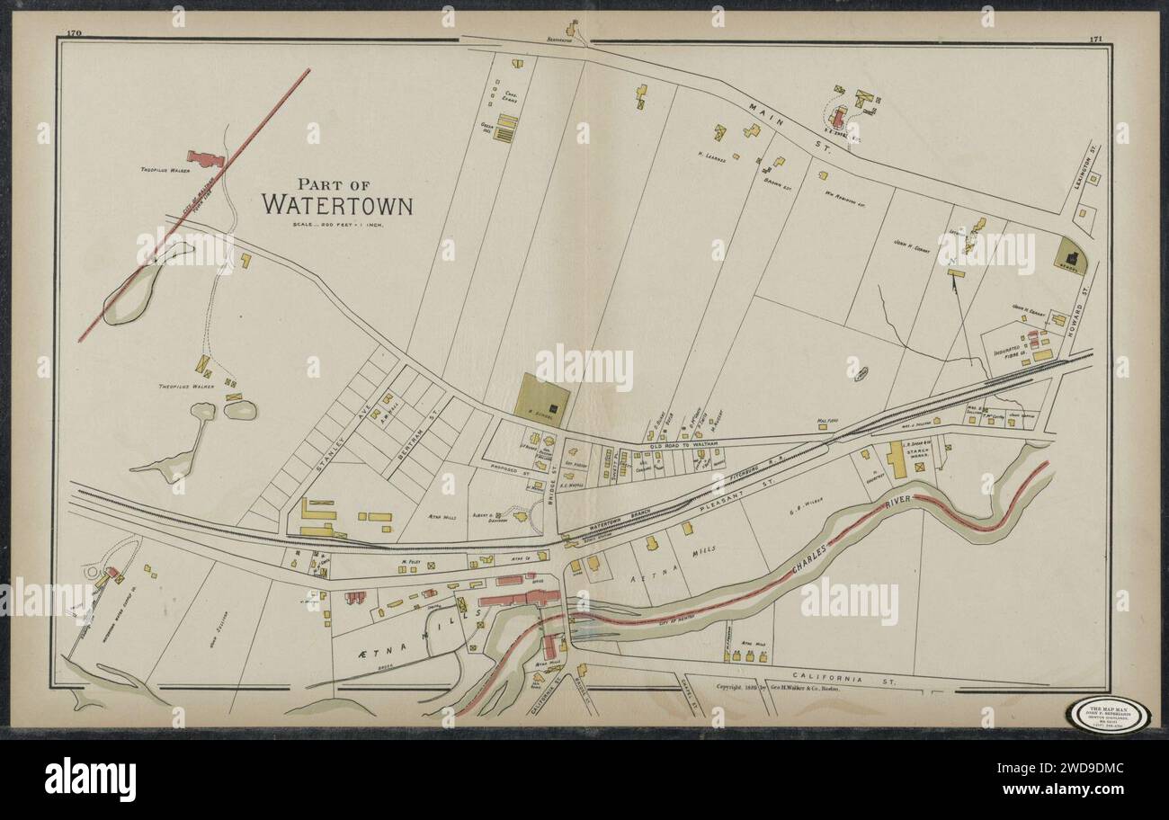 Vintage map of watertown massachusetts hi-res stock photography and ...