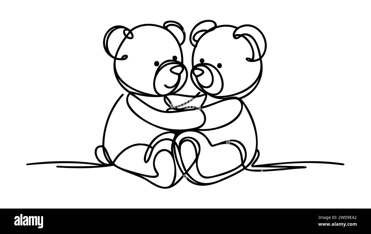 Line drawing teddy hi-res stock photography and images - Alamy
