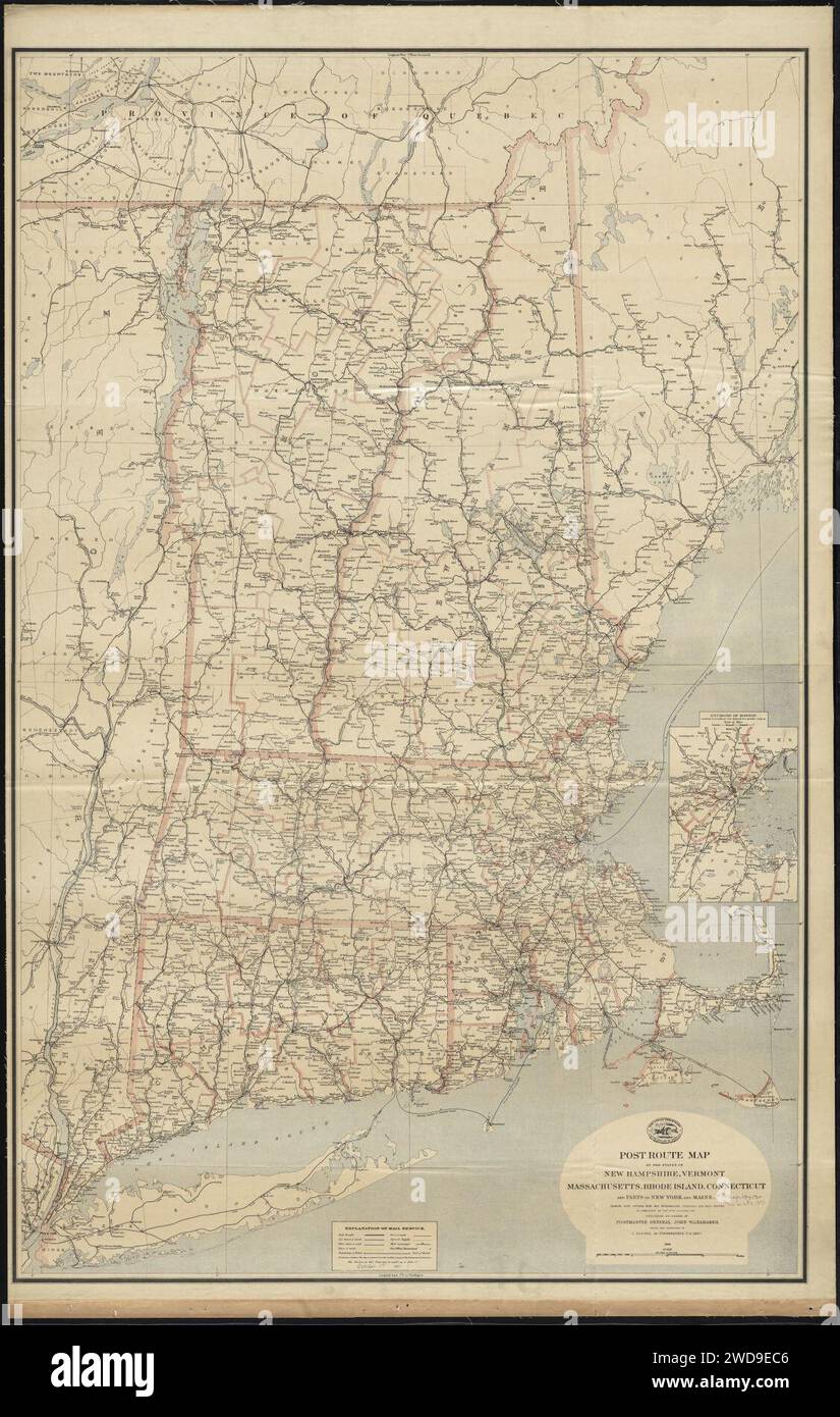 Vintage post office map hi-res stock photography and images - Alamy