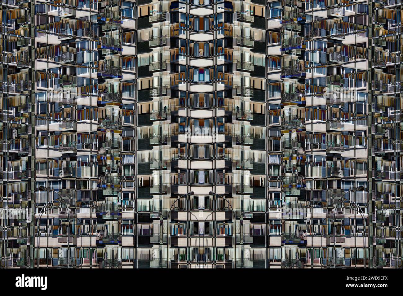 Apartment building on the Meuse river, double exposure technique, Quai ...