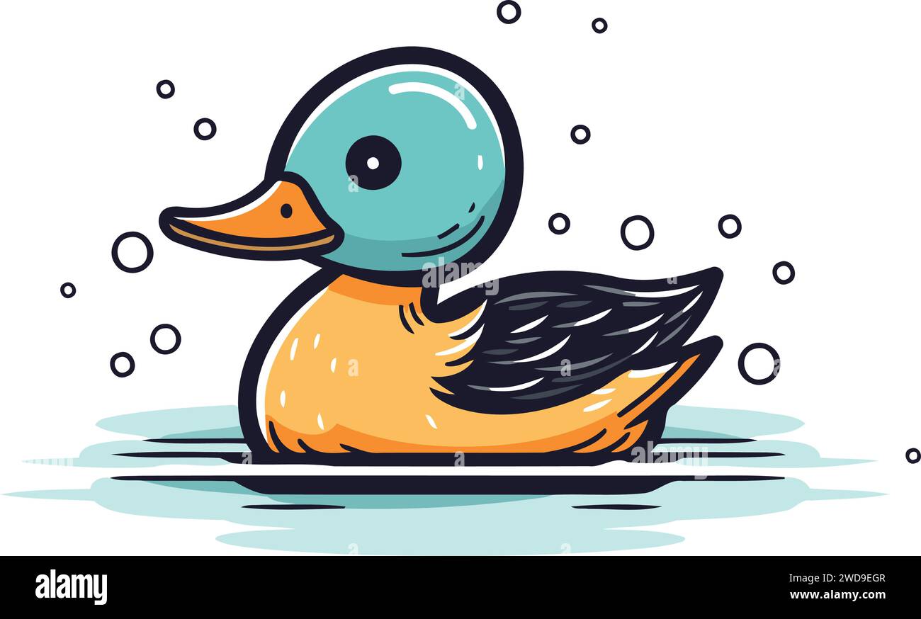 Cute duck. Vector illustration. Isolated on white background Stock ...