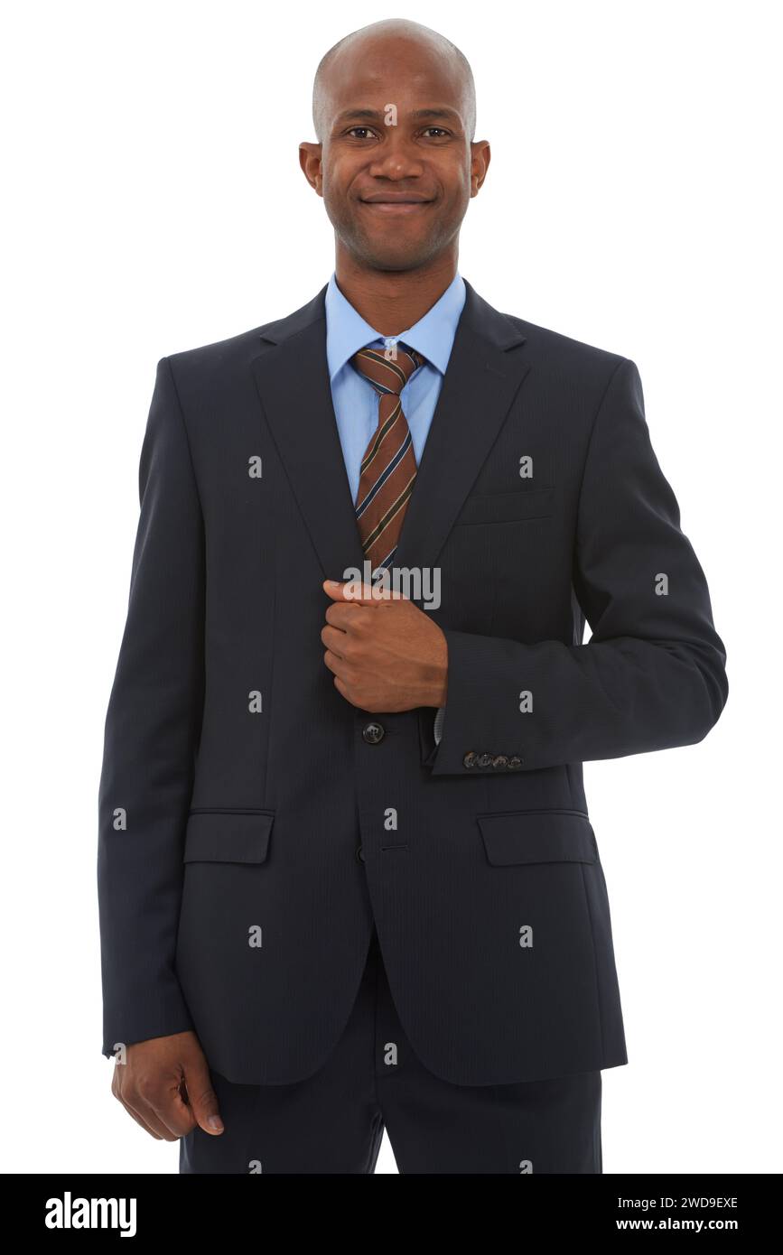 Happy, black man and portrait of lawyer in suit with confidence and ...