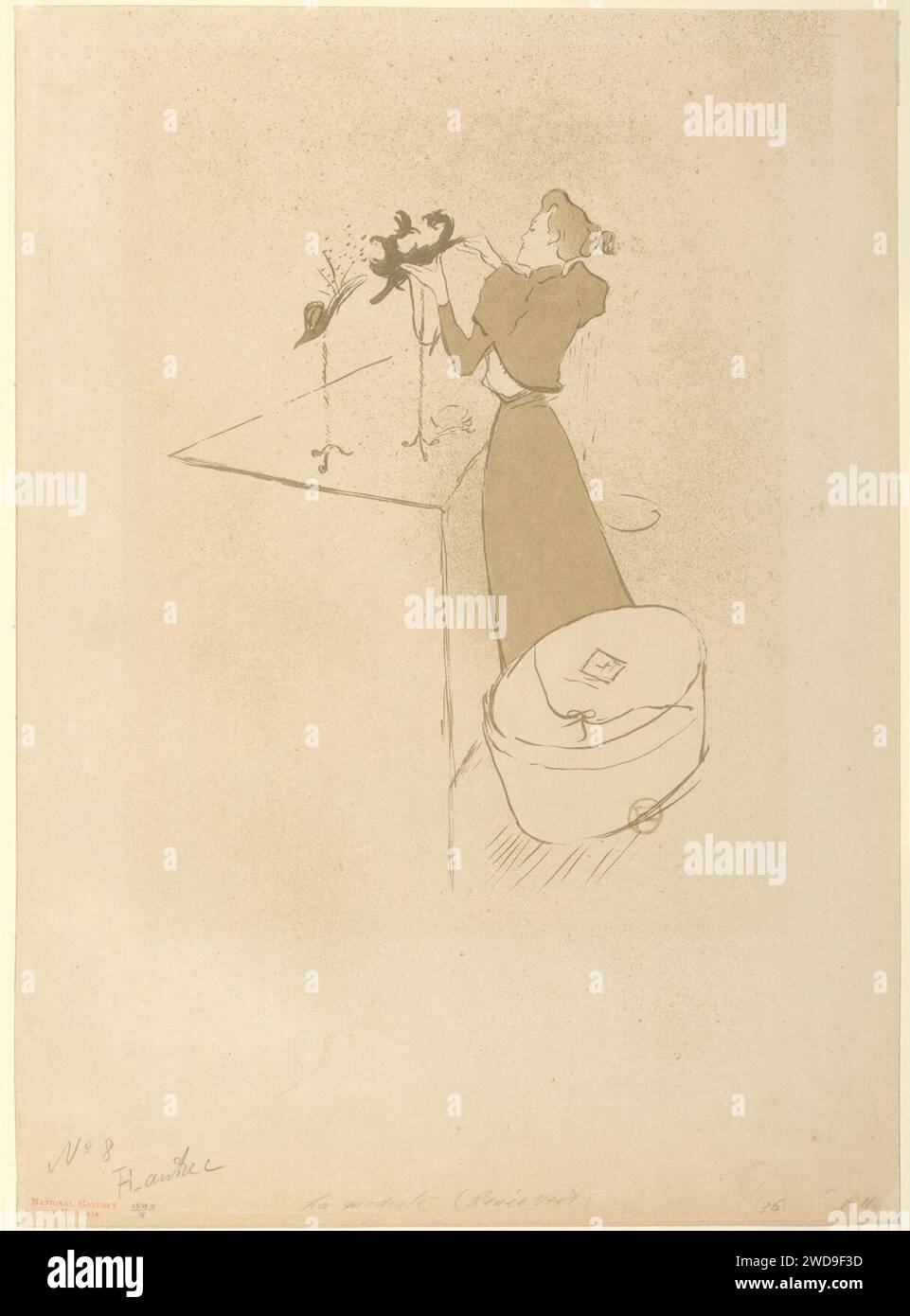 1893 lithograph by de Toulouse-Lautrec - La Modiste, Renée Vert Stock ...
