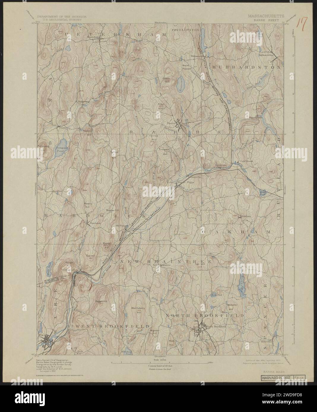 1894 Topographic Maps of the Barre Sheet, Massachusetts, by the U. S ...