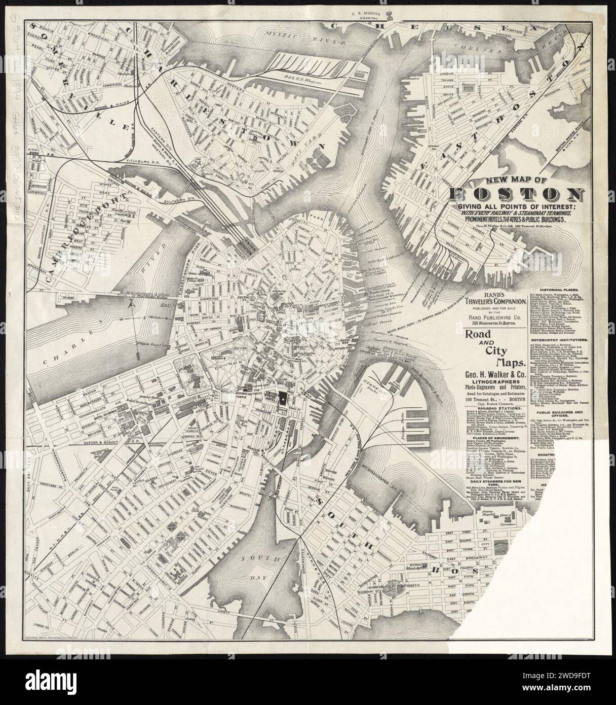1894 New map of Boston giving all points of interest, with every ...