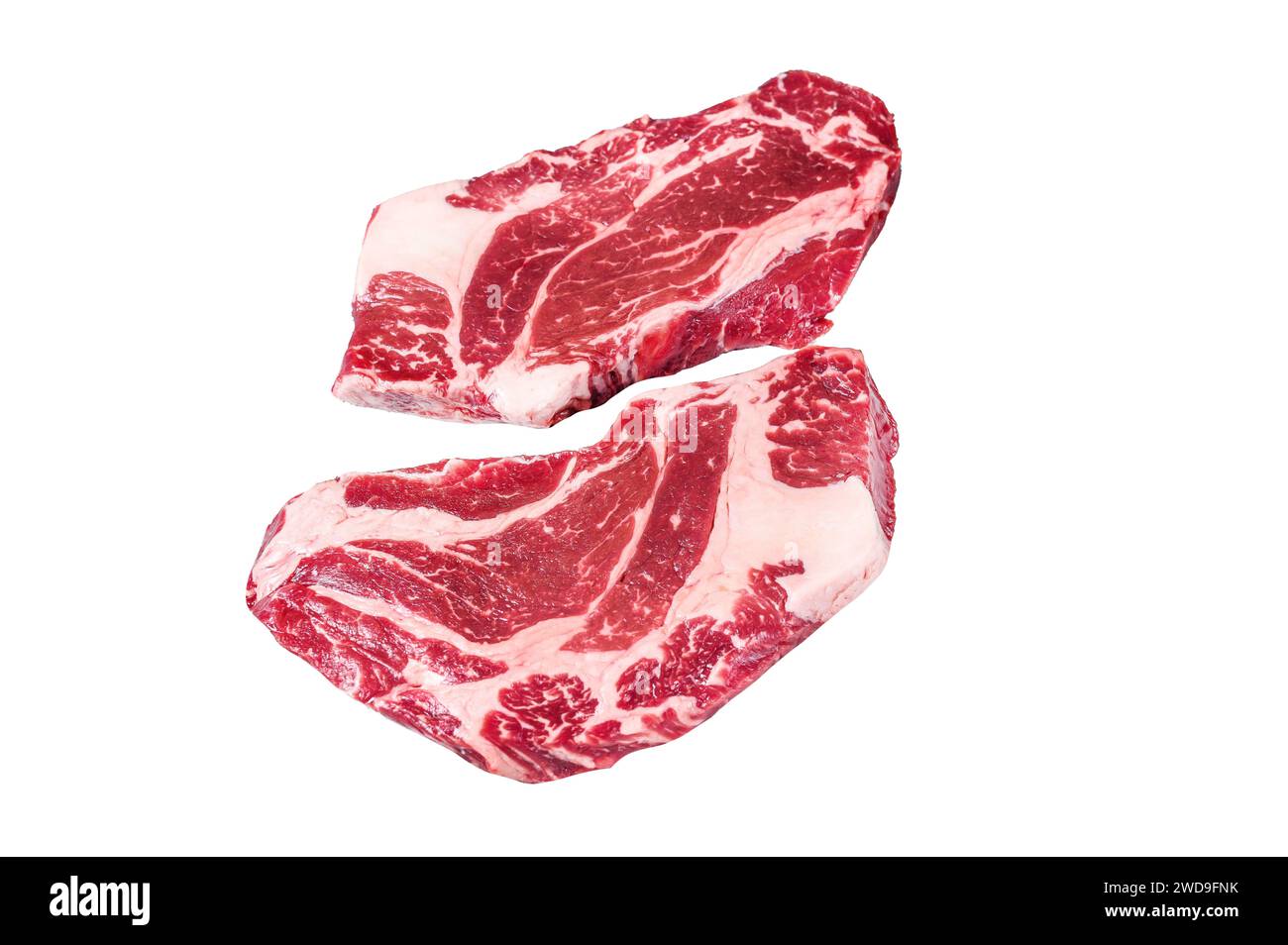 Raw chuck eye roll steaks premium beef meat. Isolated on white ...