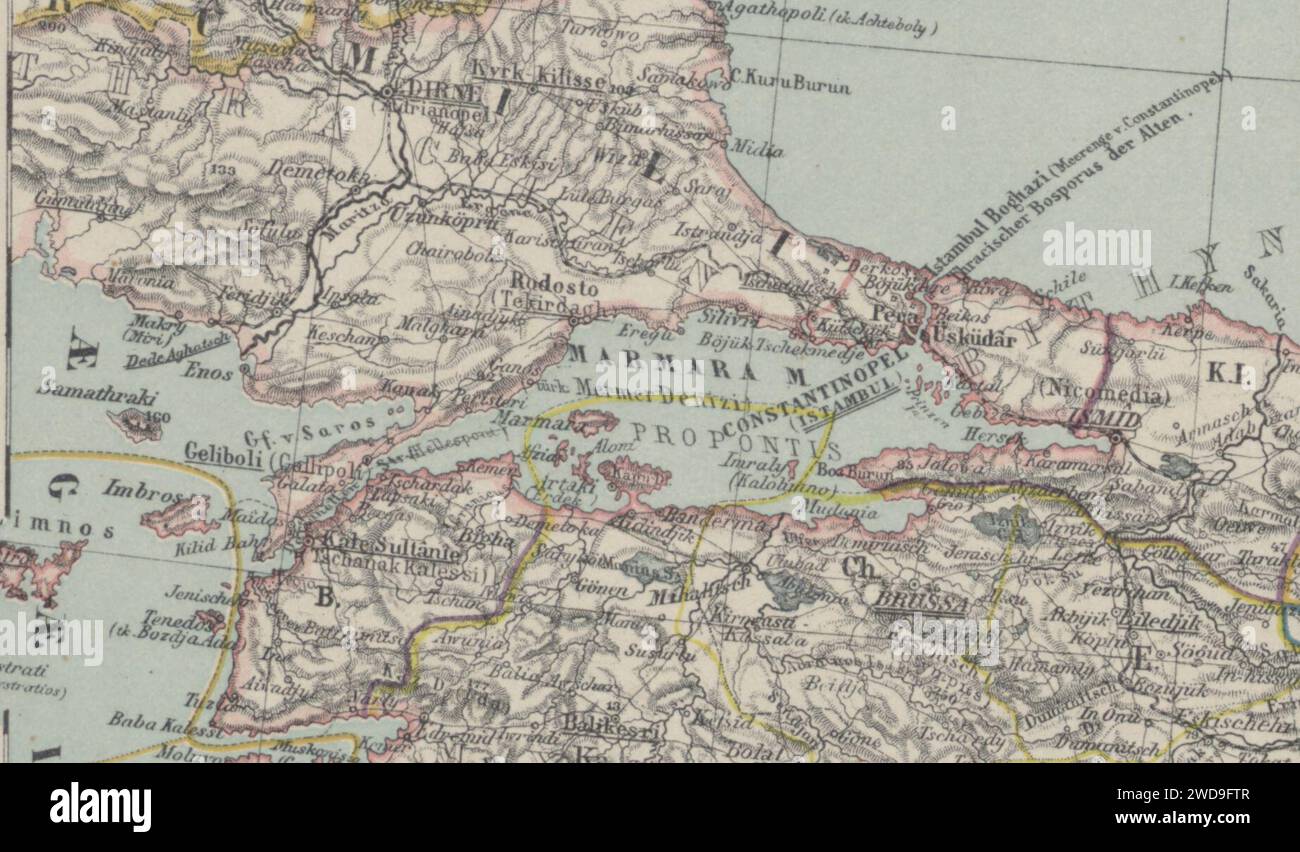 1895 map of the Sea of Marmara Stock Photo - Alamy