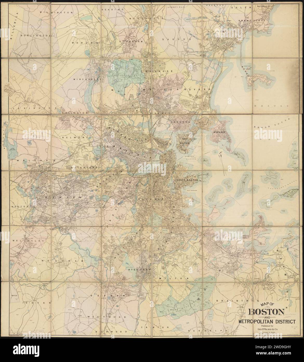 1897 (circa) Map of Boston and metropolitan district by Geo. H. Walker ...