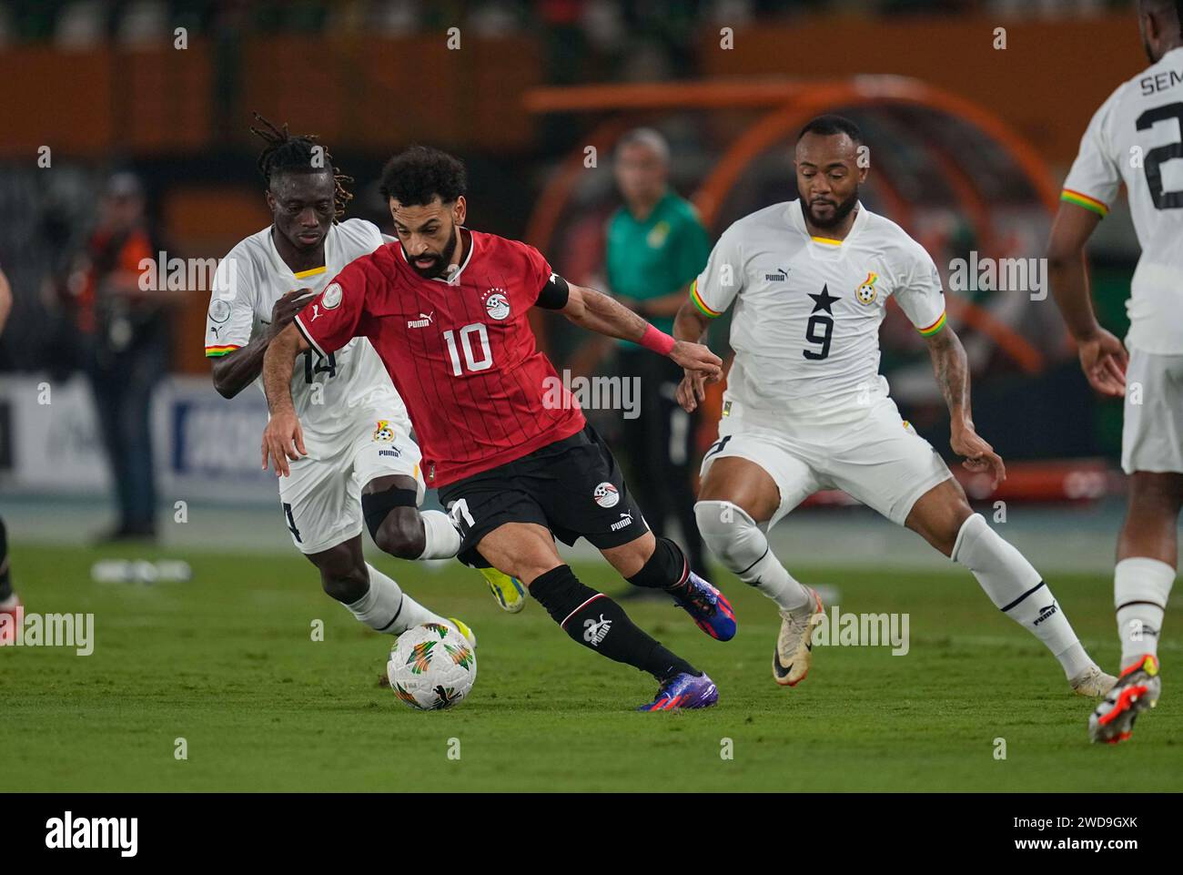 January 18 2024: Mohamed Salah Salah Mahrous Ghaly (Egypt) controls the ...