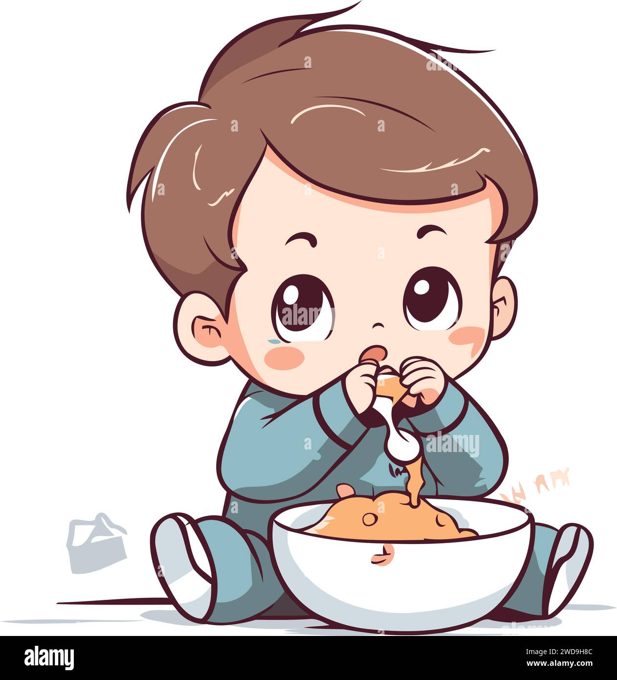 Boy eating food Stock Vector Images - Alamy