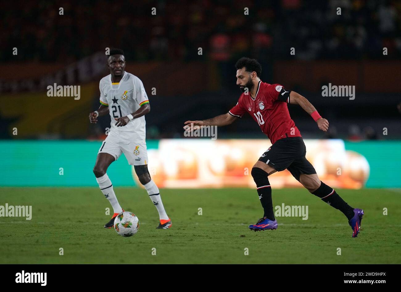 January 18 2024: Mohamed Salah Salah Mahrous Ghaly (Egypt) controls the ...