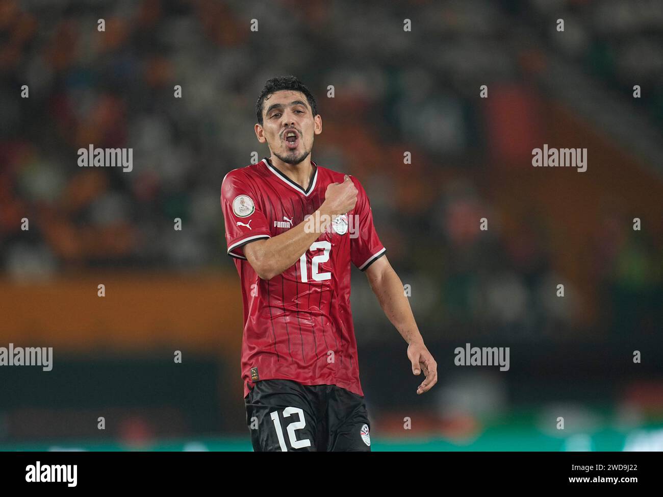 January 18 2024: Mohamed Hamdy Mahmoud Sharf Edin (Egypt) looks on during a African Cup of ...