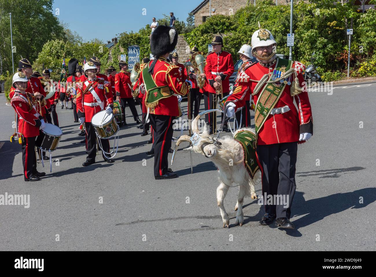 The Royal Welsh regiment marches through Hay-on-Wye in May 2023 to ...