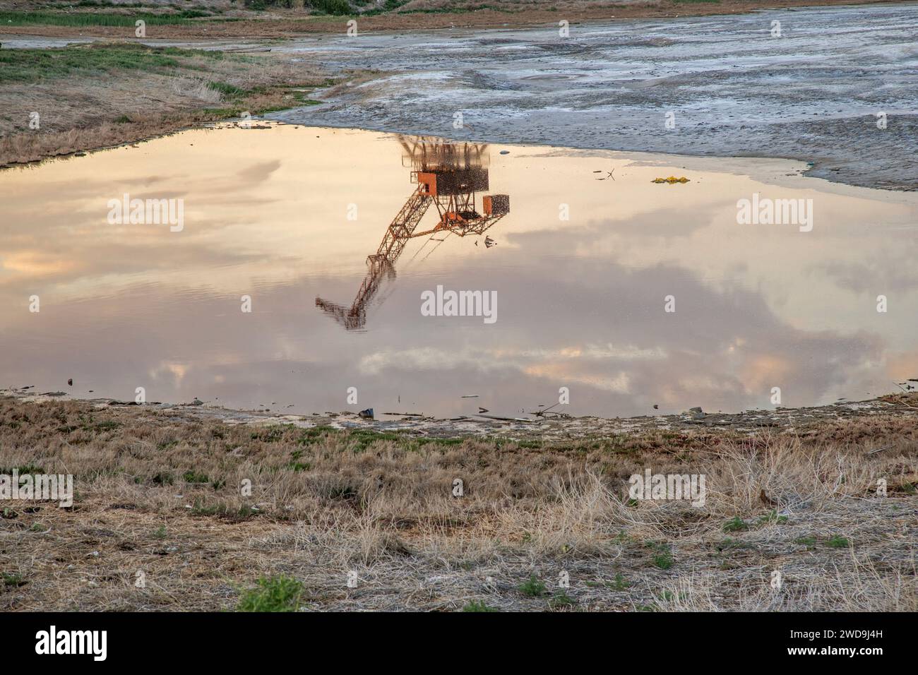 Abandoned port on shores of parched Aral Sea in Aral (Aralsk ...