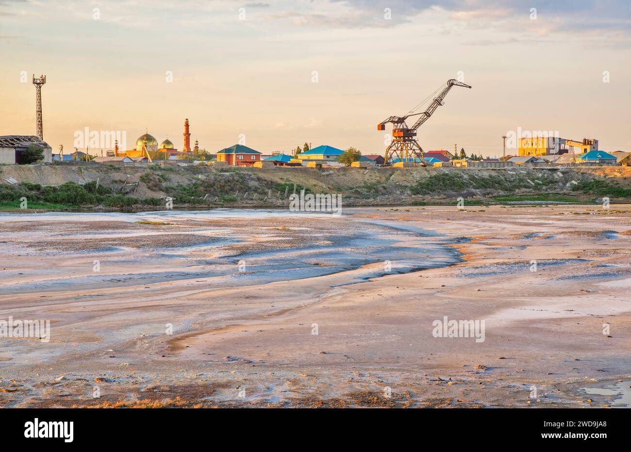 Abandoned port on shores of parched Aral Sea in Aral (Aralsk ...