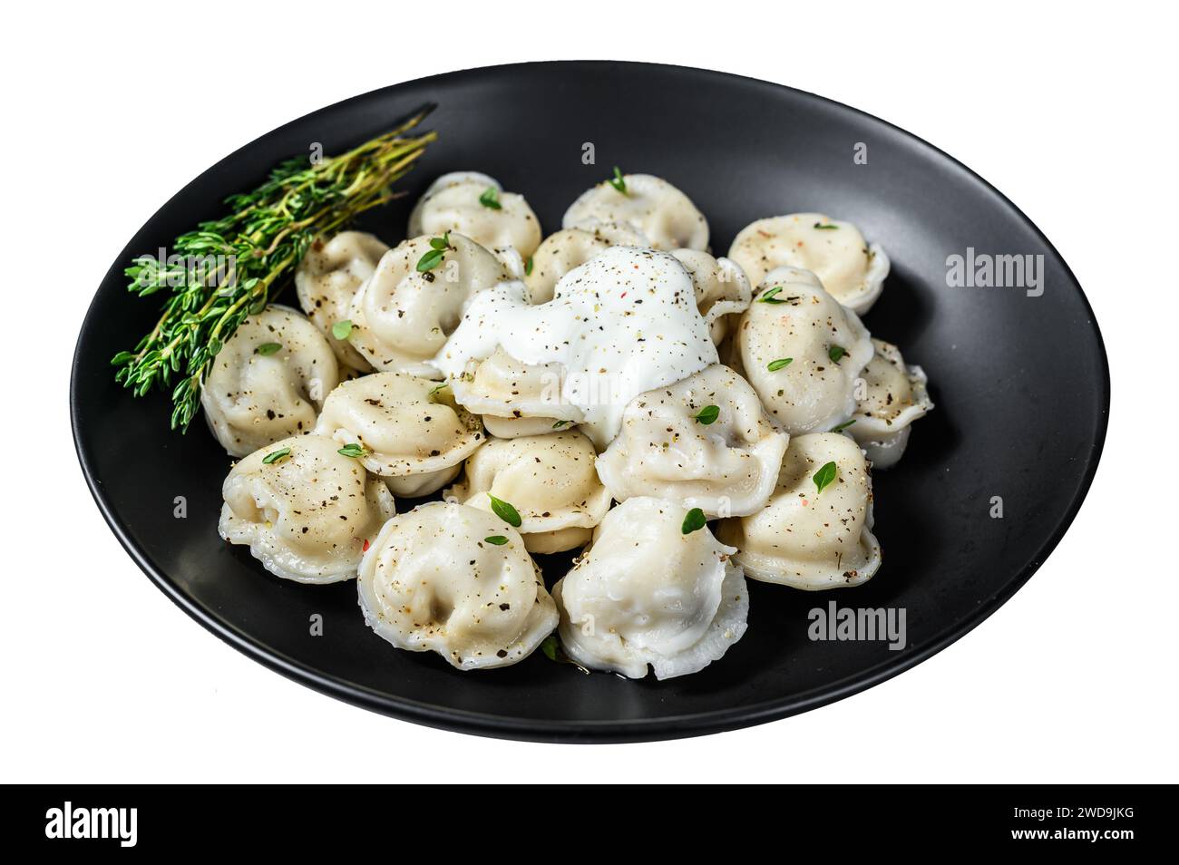 Italian ravioli dumplings with meat. Isolated on white background, Top ...