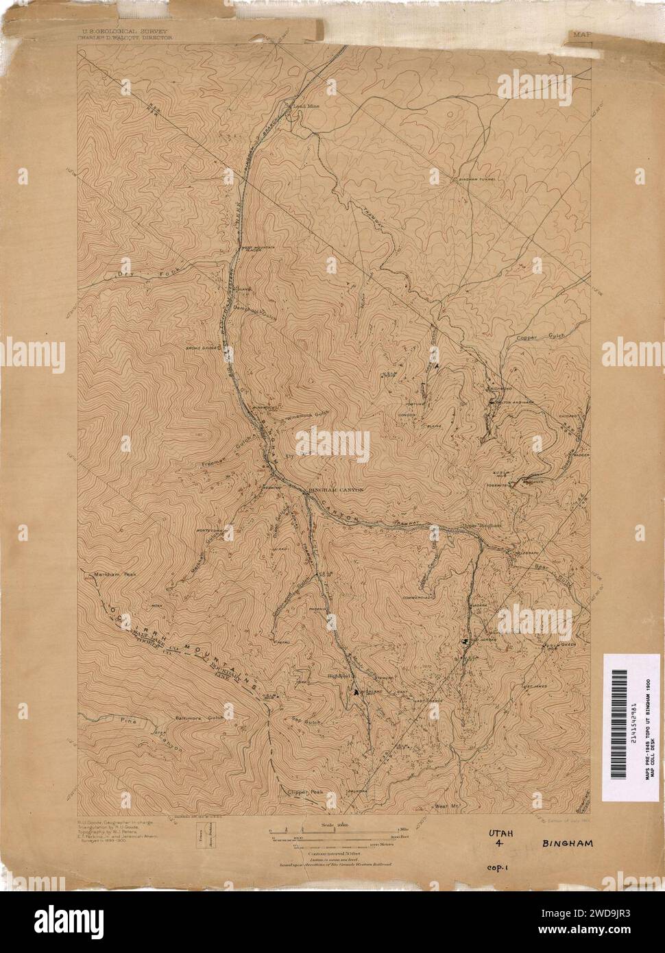 1901 Bingham Utah map Stock Photo - Alamy