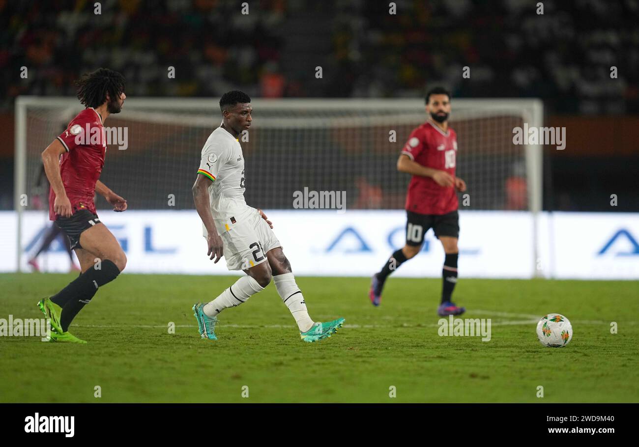 January 18 2024: Mohamed Kudus (Ghana) controls the ball during a ...