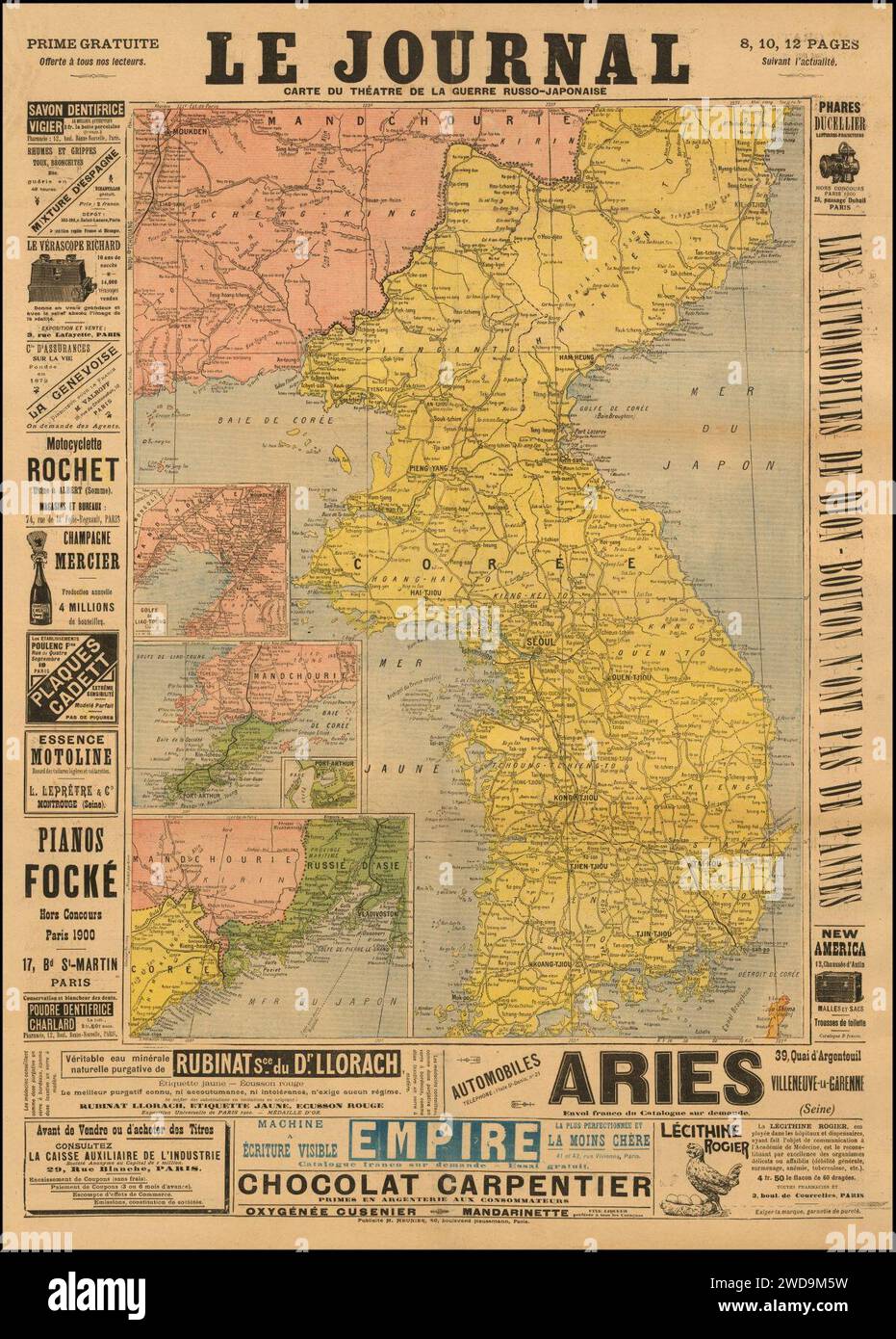 1904 French map of the Russo-Japanese War by Librairie Universelle ...