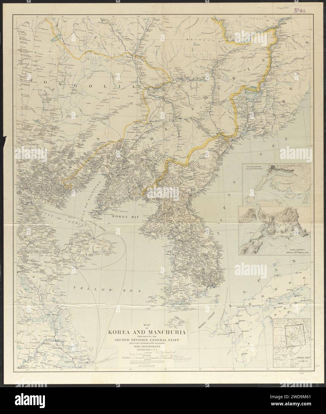 1904 Map of Korea and Manchuria, by the Second Division, General Staff ...