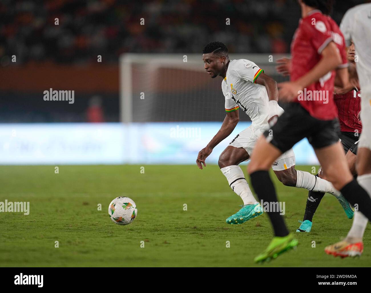 January 18 2024: Mohamed Kudus (Ghana) controls the ball during a ...