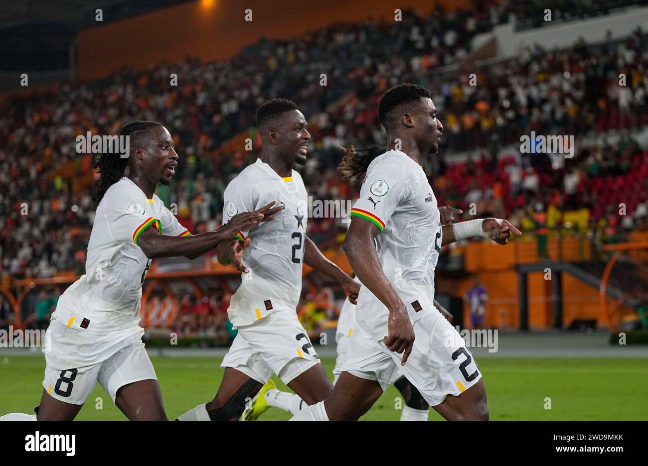 January 18 2024: Mohamed Kudus (Ghana) celebrates the teams first goal ...