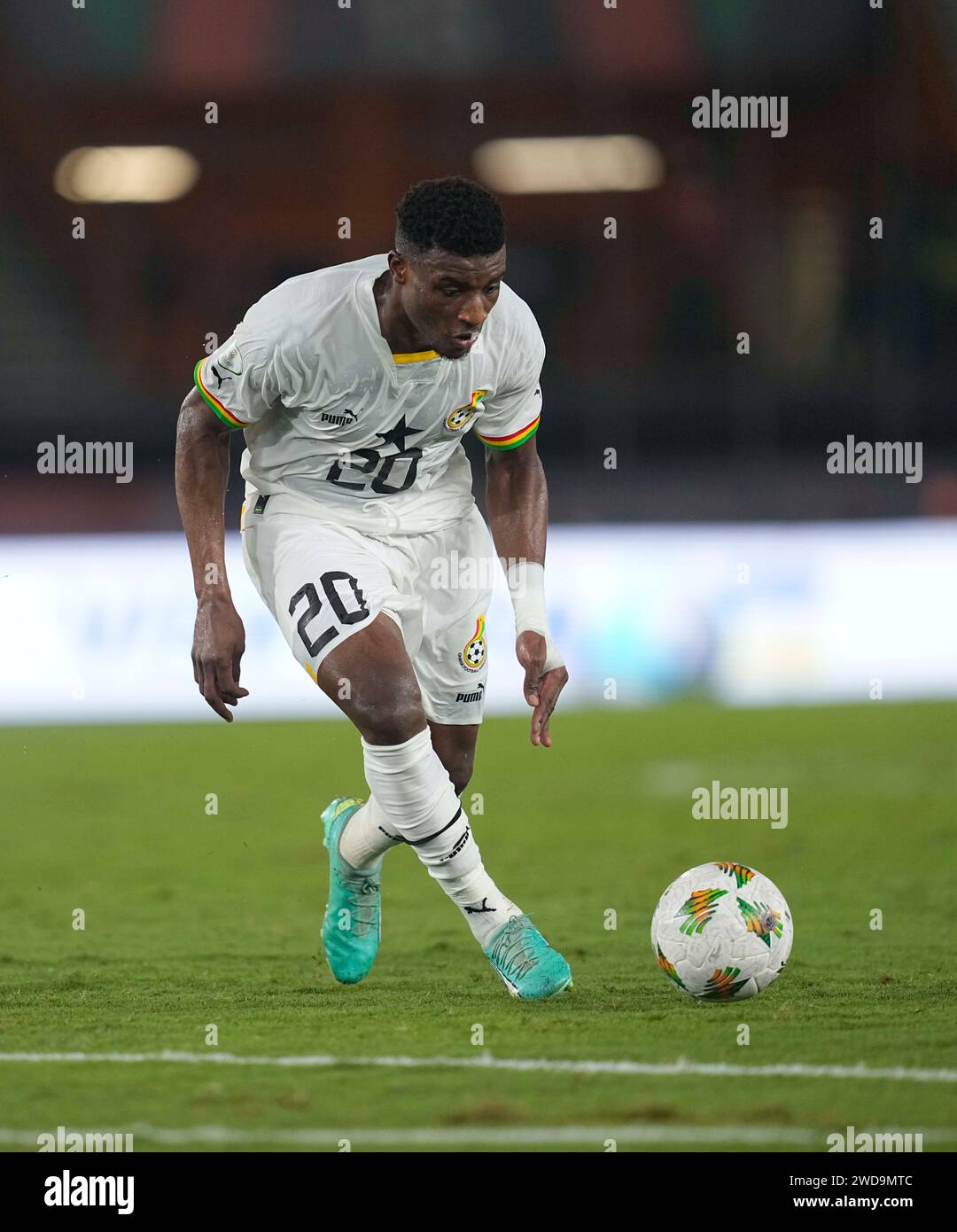 January 18 2024: Mohamed Kudus (Ghana) controls the ball during a ...