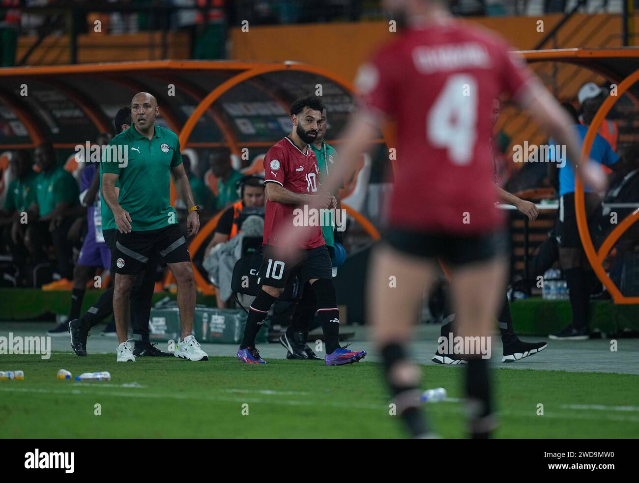 January 18 2024: Mohamed Salah Salah Mahrous Ghaly (Egypt) looks on ...