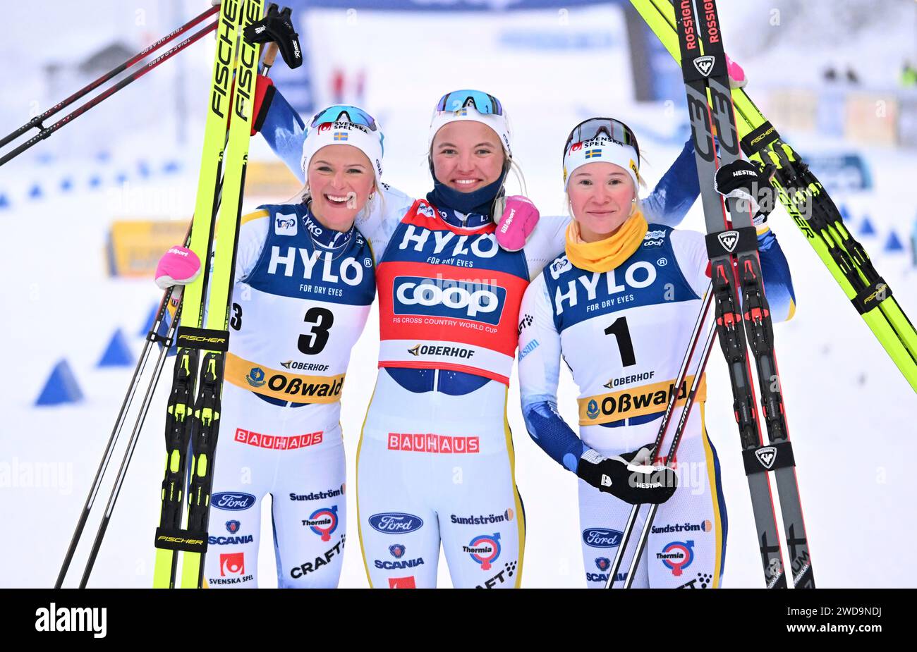 From left, second placed Sweden's Frieda Karlsson, winner Linn Svahn ...