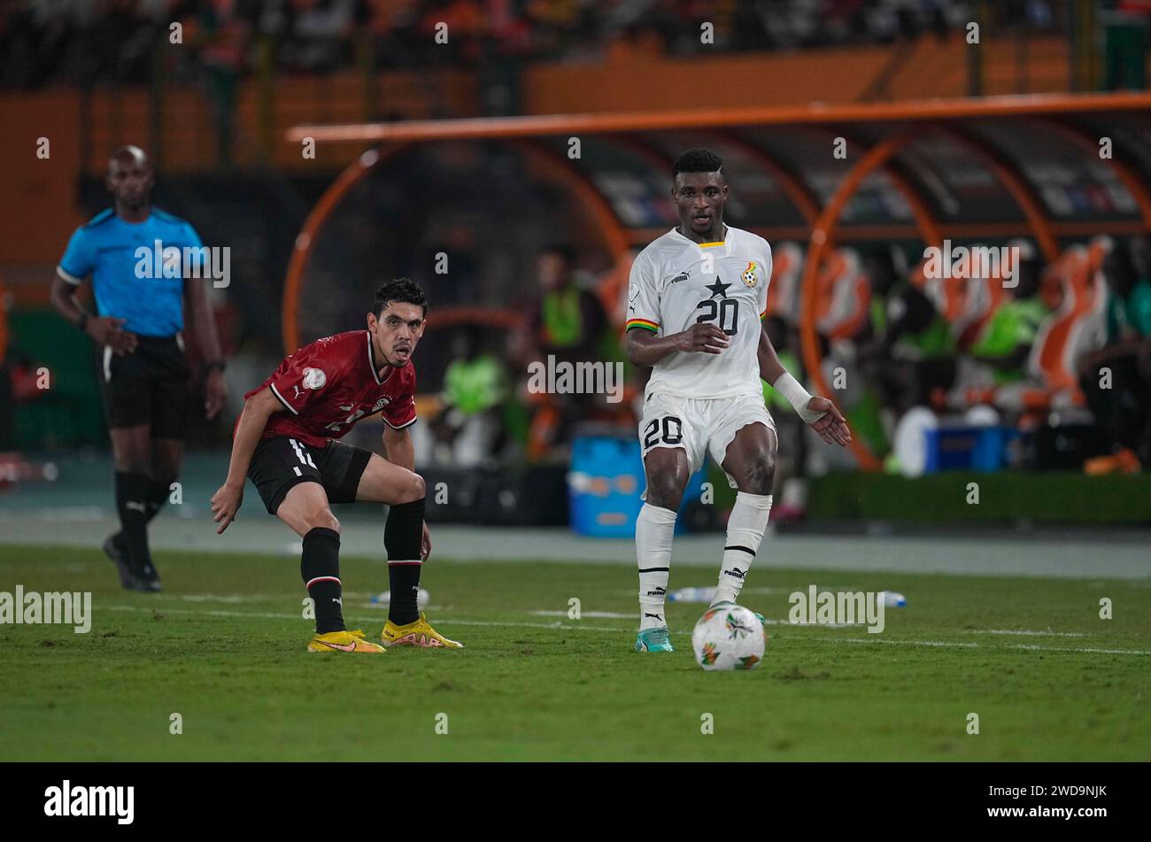 January 18 2024: Mohamed Kudus (Ghana) controls the ball during a ...
