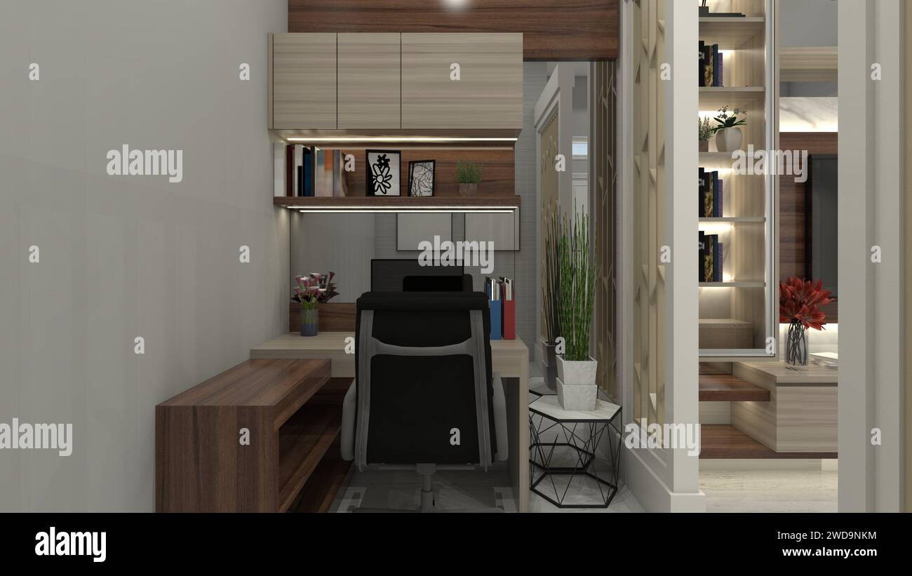 Minimalist Workspace Design with Simple Desk and Storage Compartment ...