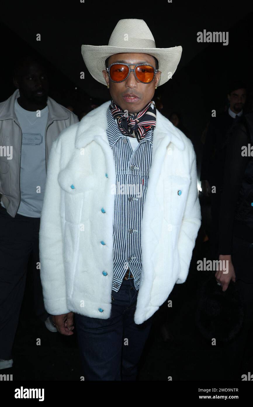 Pharrell Williams attends Dior fashion show during the Paris Menswear ...