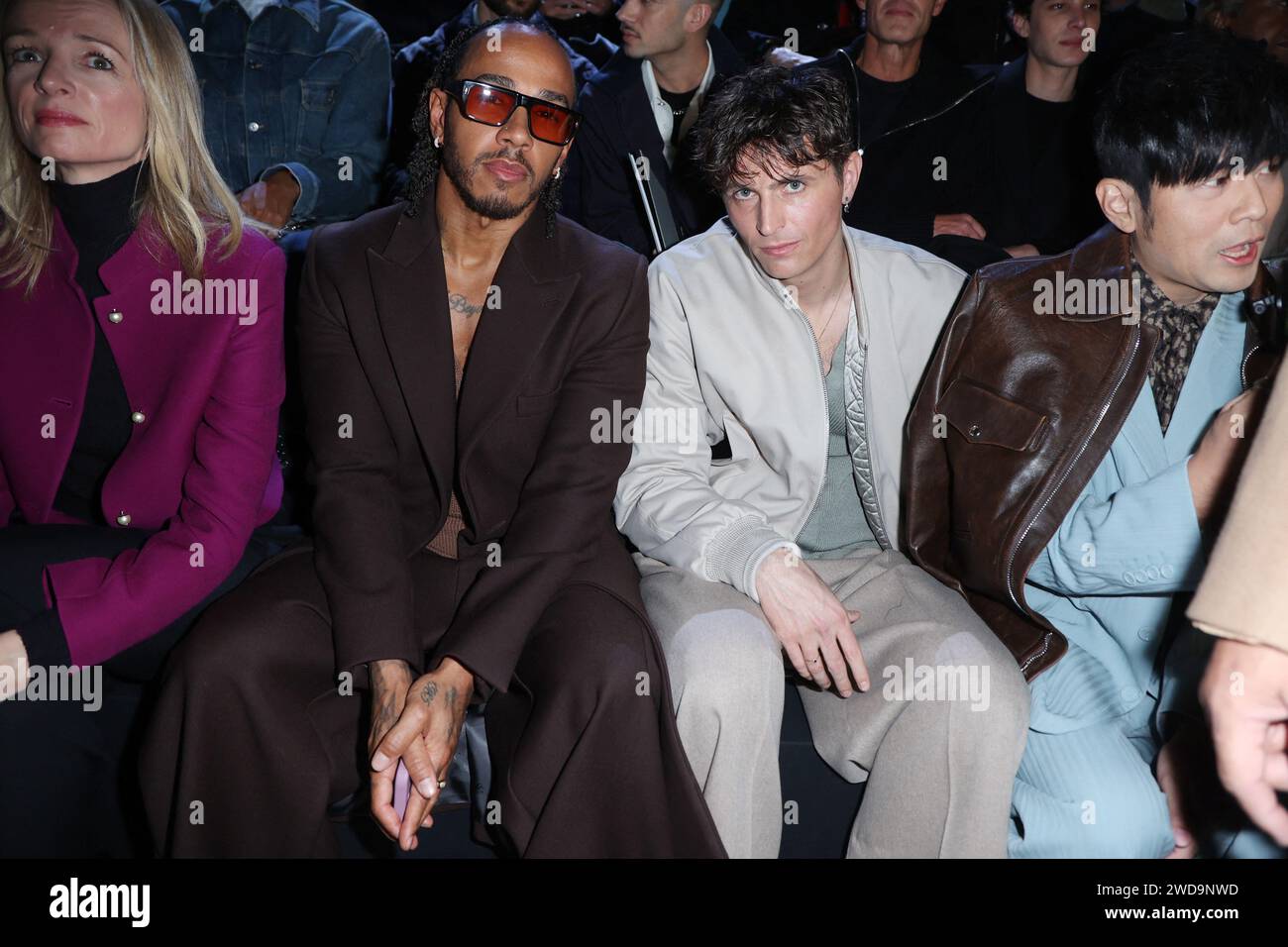 Lewis Hamilton and Raphael Quenard attends Dior fashion show during the ...