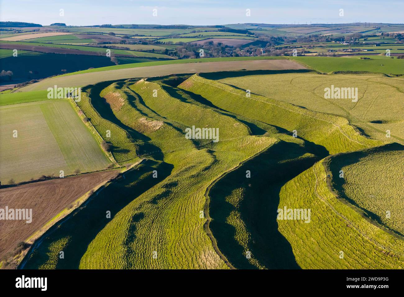 Dorchester, Dorset, UK. 19th January 2024. UK Weather: Aerial view of ...