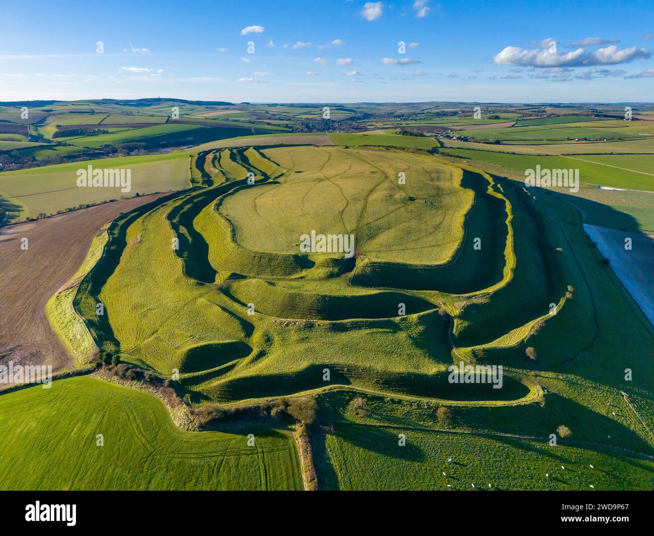 Dorchester, Dorset, UK. 19th January 2024. UK Weather: Aerial view of ...