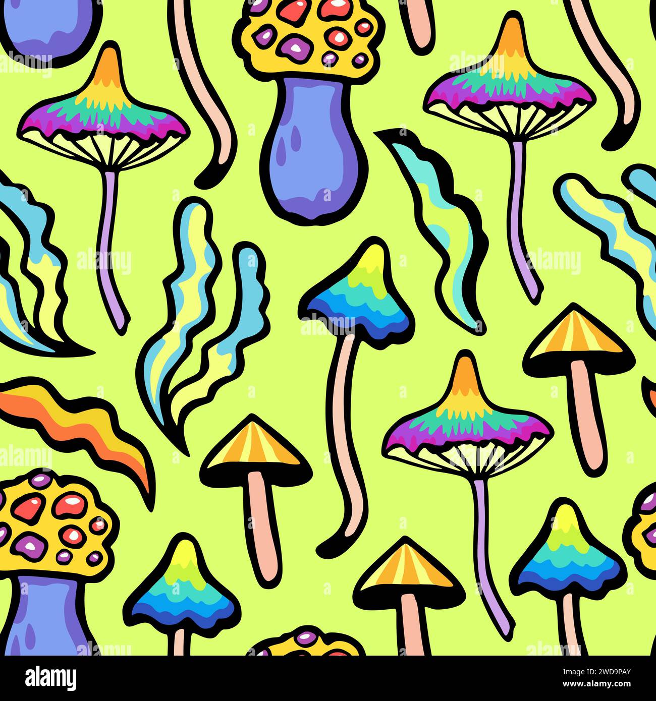 Bright colorful seamless pattern with psychedelic vivid fantasy ... Bright colorful seamless pattern with psychedelic vivid fantasy ...